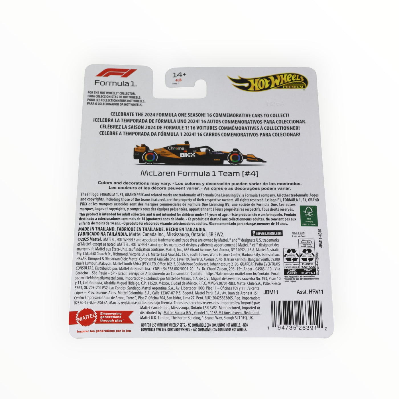Hot Wheels McLaren Formula 1 Team (#4) (Lando Norris) Formula One Coll ...